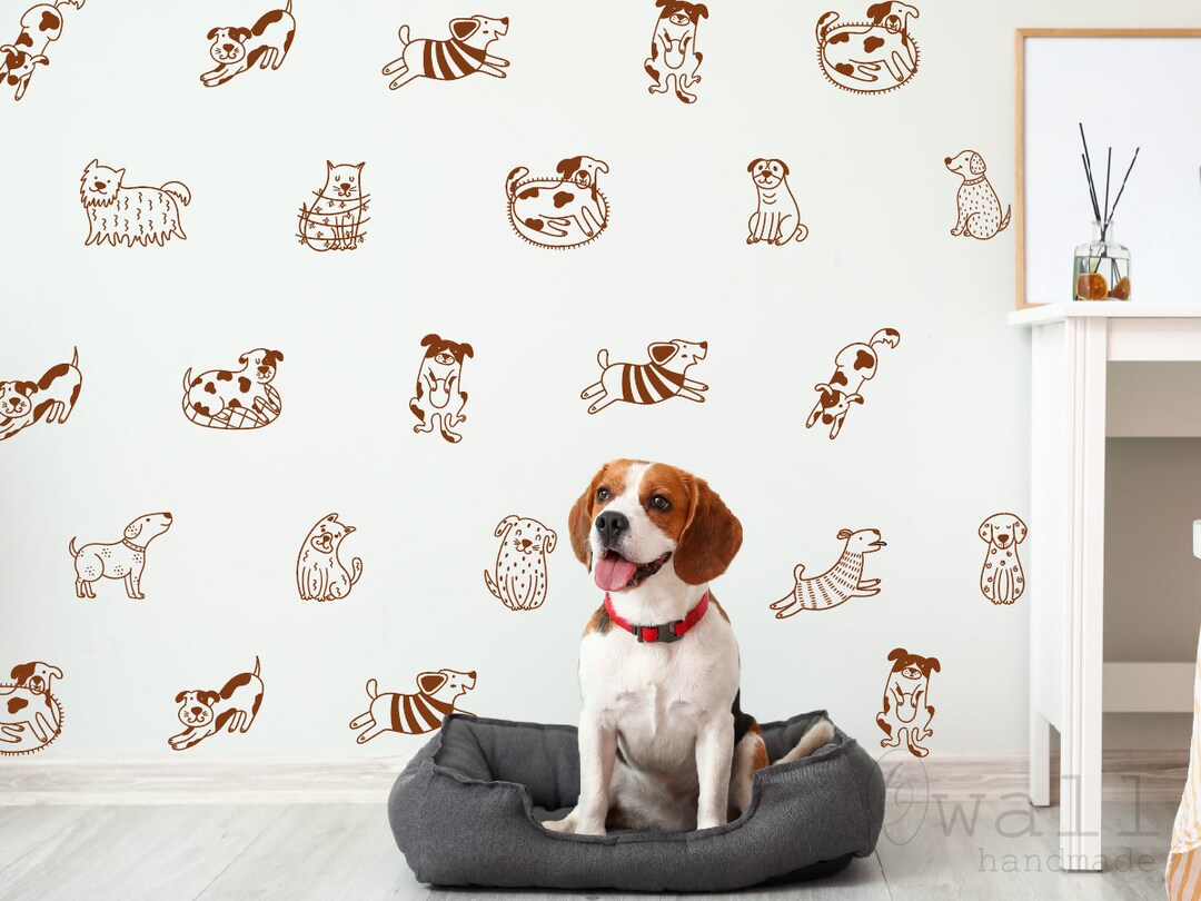 Animals Cute Dog Wall Decal-doggie Decal-15pcs Dogs Pattern Wall Decal ...