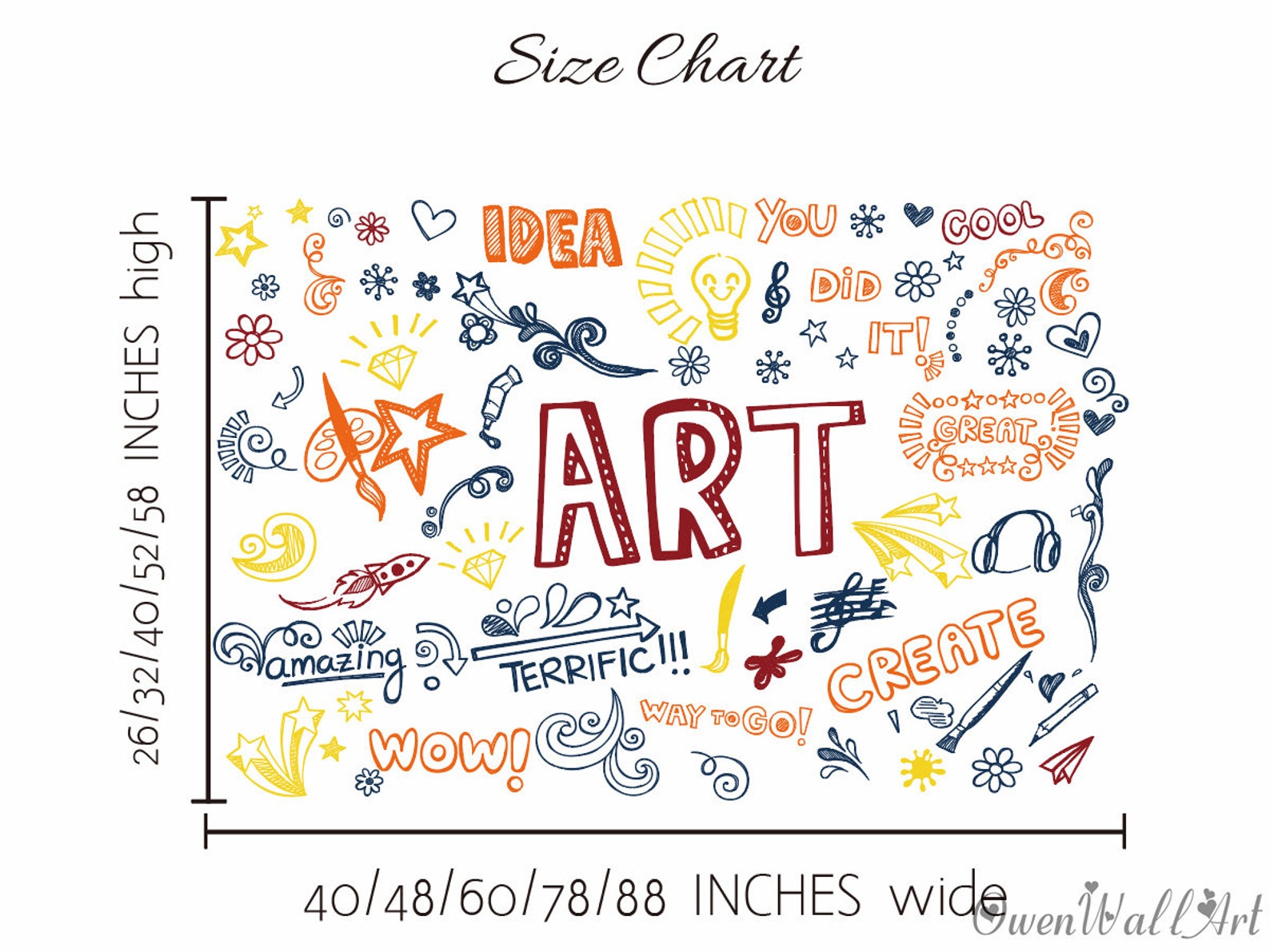 Graffiti Doodle Art Wall Sticker, Art Classroom Wall Decor for School ...