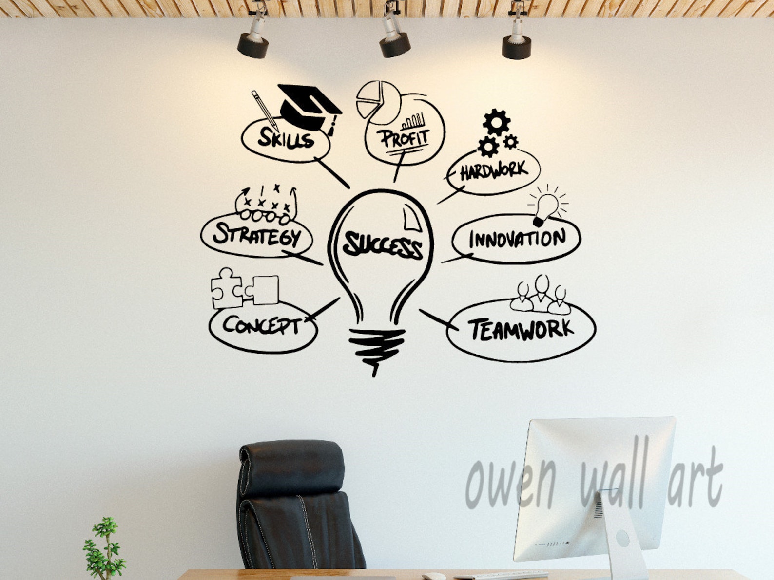 Décalcomanies murales de bureau Autocollant de vinyle de mur | Etsy