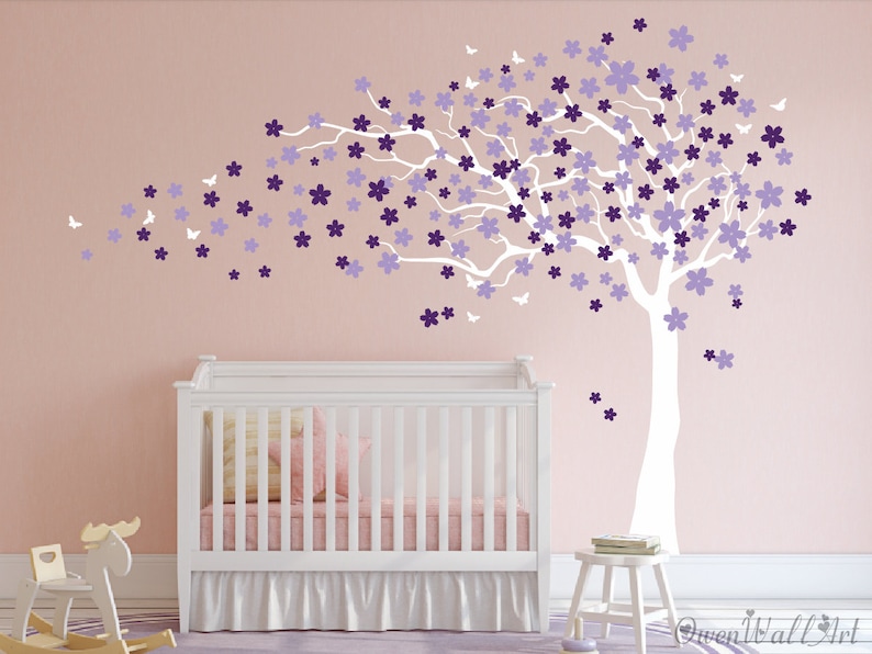 Blowing Tree Wall Decal Cherry Blossom Tree Wall Decal Tree | Etsy