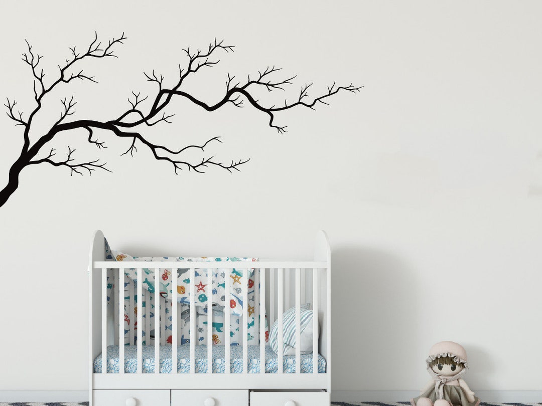 Tree Top Branches Wall Decal Vinyl Sticker-black Tree Wall Sticker ...