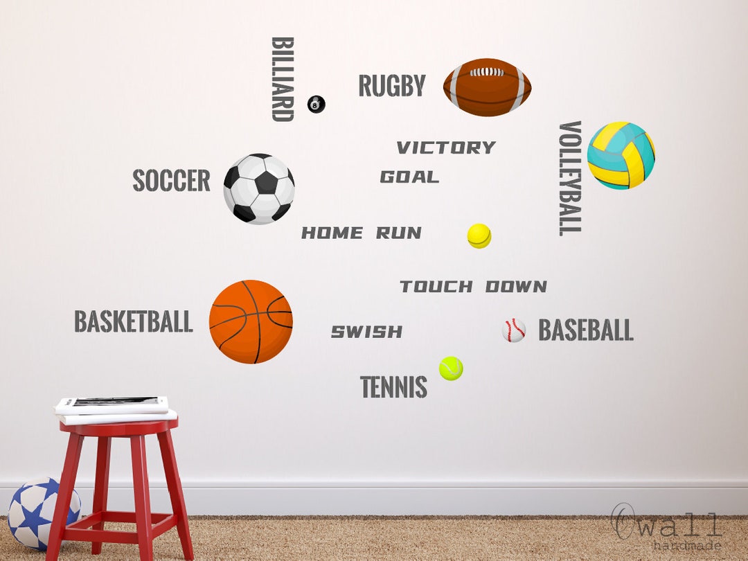 Sport Balls Wall Decals, Boys Wall Sticker, Soccer,basketball ,baseball ...