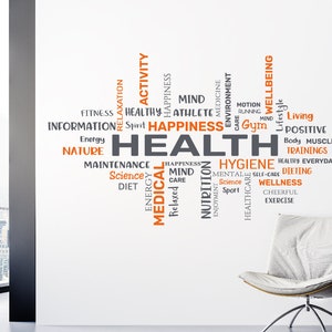 Health & Wellness Word Cloud Vinyl Wall Decal: Inspiring Decor - Etsy