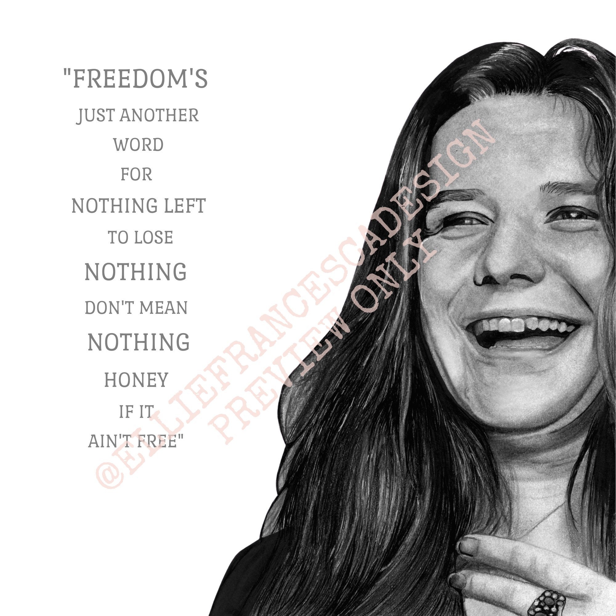 Janis Joplin Print Portrait Drawing With Song Lyrics - Etsy.de
