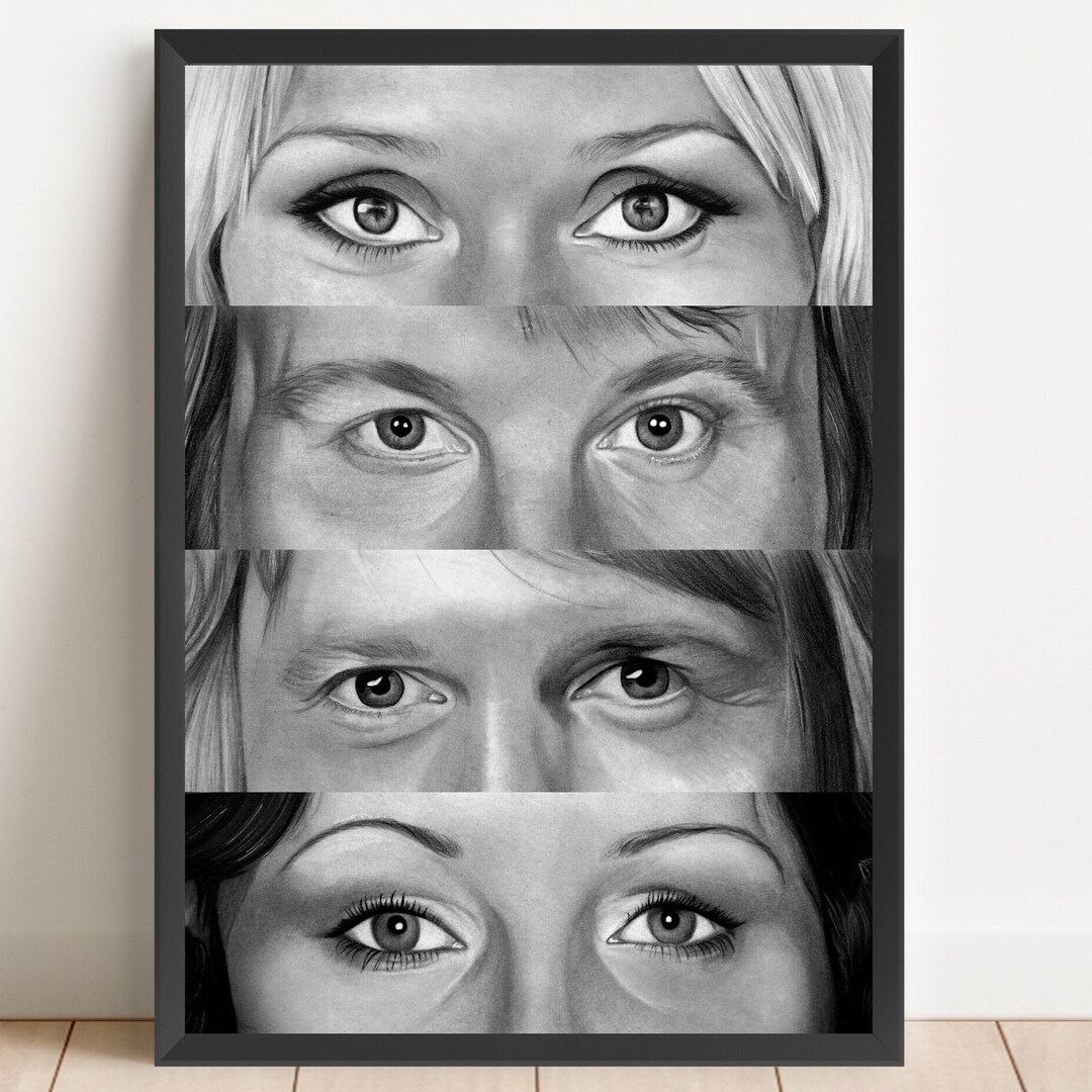 ABBA Print - Portrait Eye Drawing - Wall Art Print (A4/A3) - Etsy