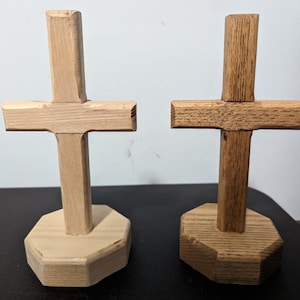 Small Oak Cross With Hexagonal Stand Made in Maine Pastor Gift Crucifix ...