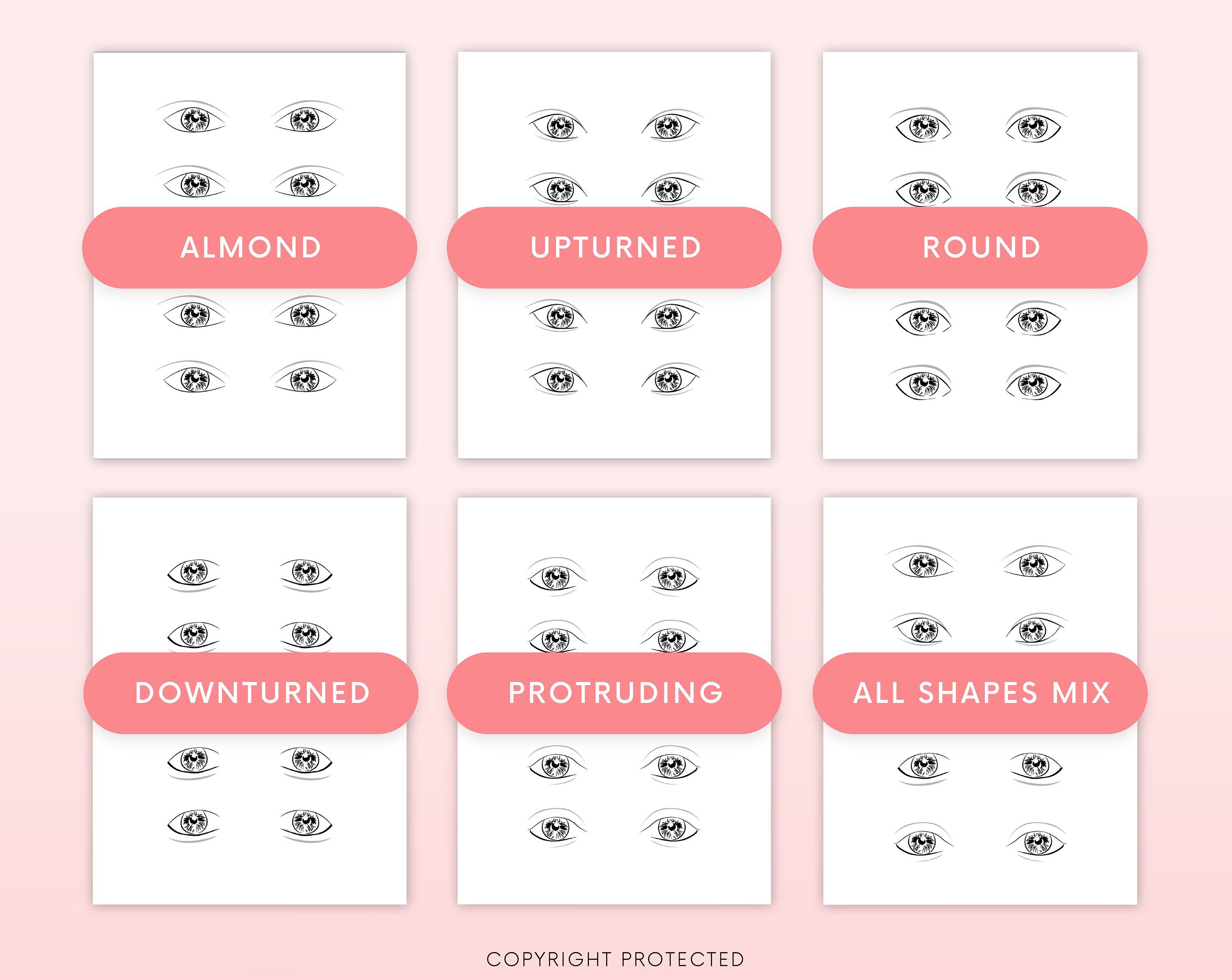 Eyeliner Tattoo Practice Sheets Eye Shapes Semi Permanent | Etsy