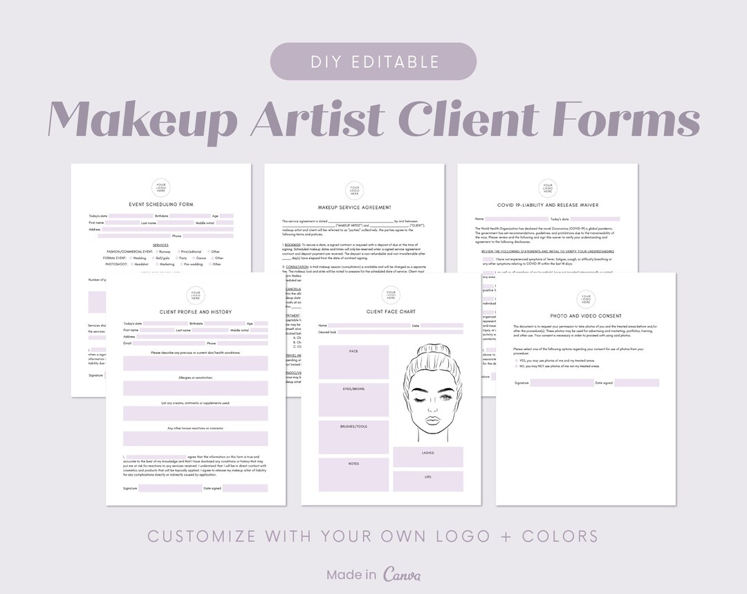 Makeup Artist Forms DIY Editable MUA Client Intake - Etsy