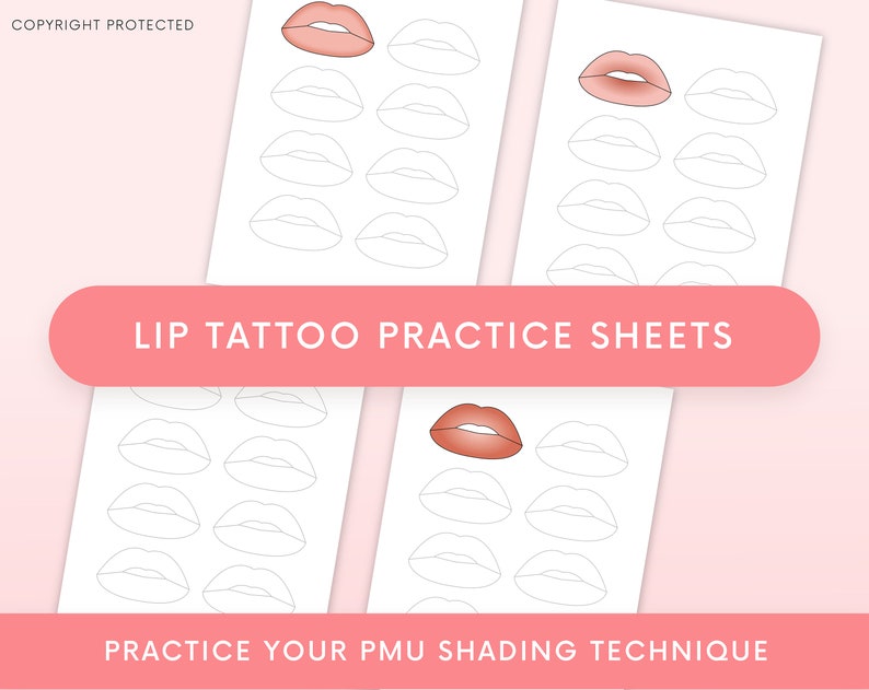 Lip Blush Practice Sheets Ombre Lips Semi Permanent | Etsy