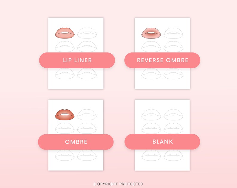 Lip Blush Practice Sheets Ombre Lips Semi Permanent | Etsy