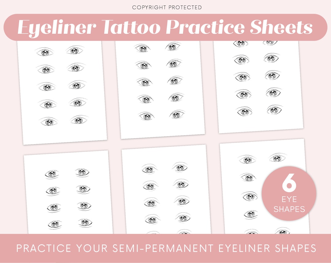 Eyeliner Tattoo Practice Sheets Eye Shapes Semi Permanent - Etsy Ireland