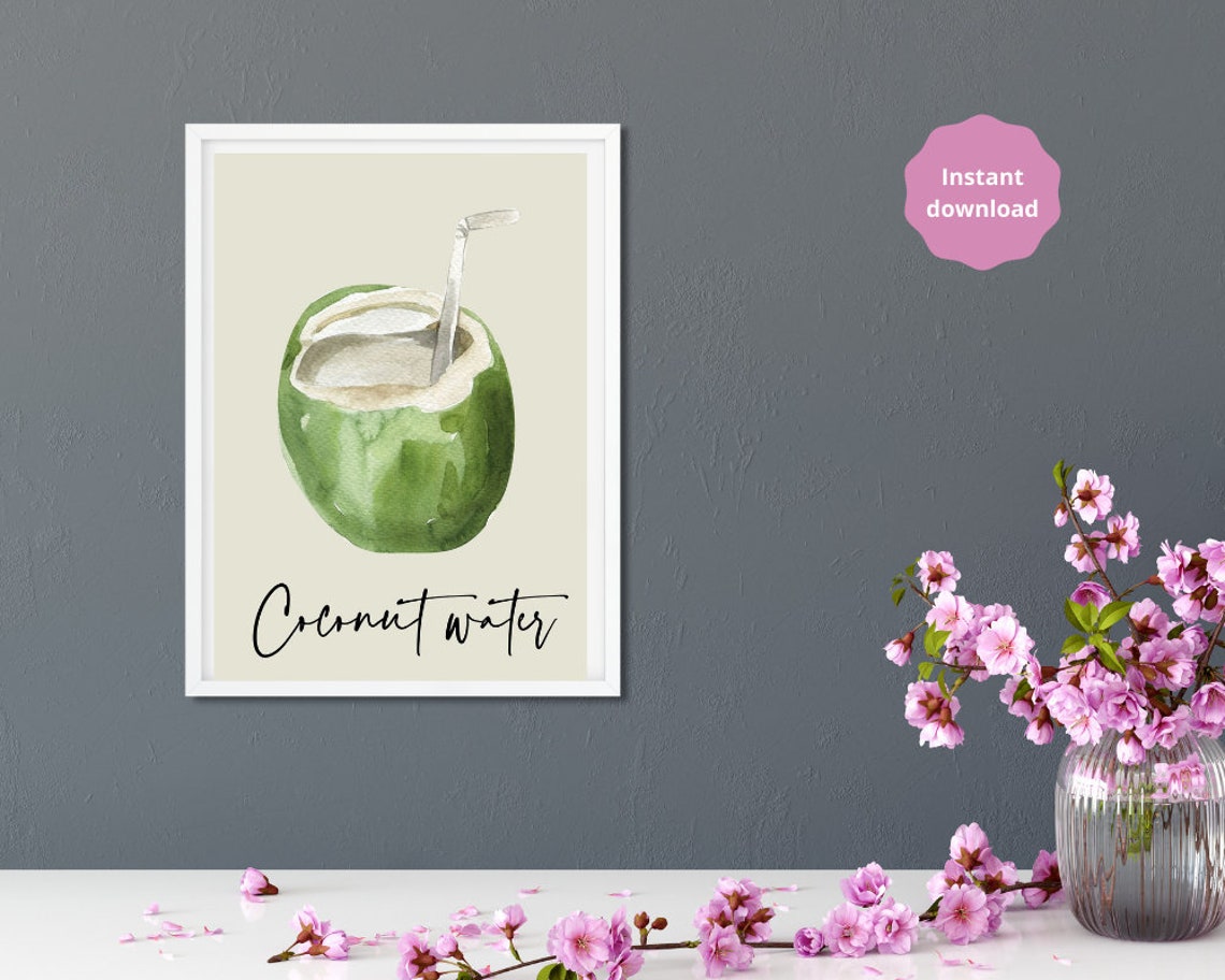 Coconut Water Printable Food Wall Art Poster for Digital Download ...