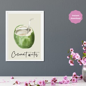 Coconut Water Printable Food Wall Art Poster for Digital Download ...