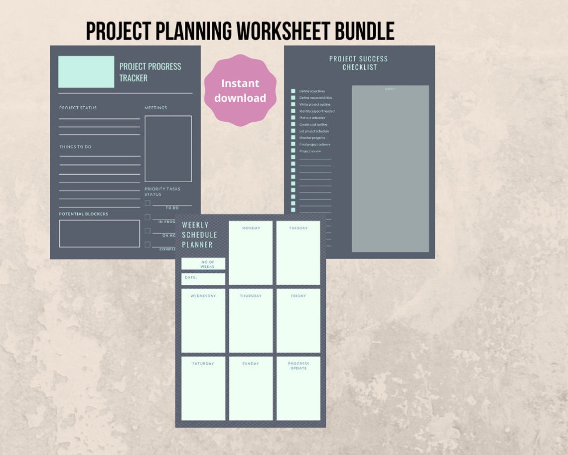 Project Planner Worksheet Bundle - Etsy
