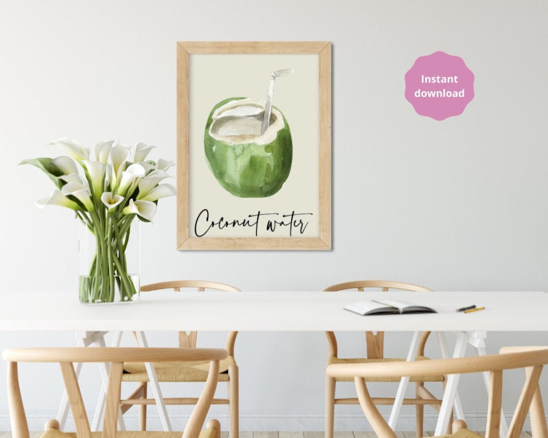 Coconut Water Printable Food Wall Art Poster for Digital Download ...