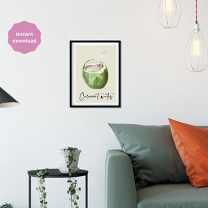 Coconut Water Printable Food Wall Art Poster for Digital Download ...