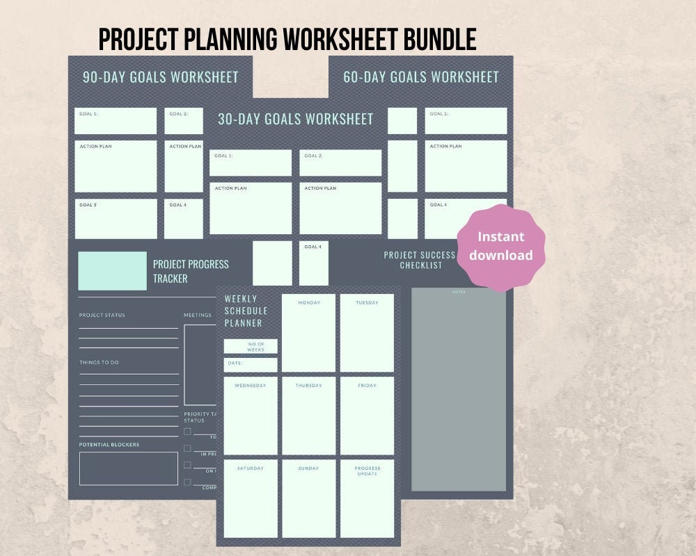 Project Planner Worksheet Bundle - Etsy