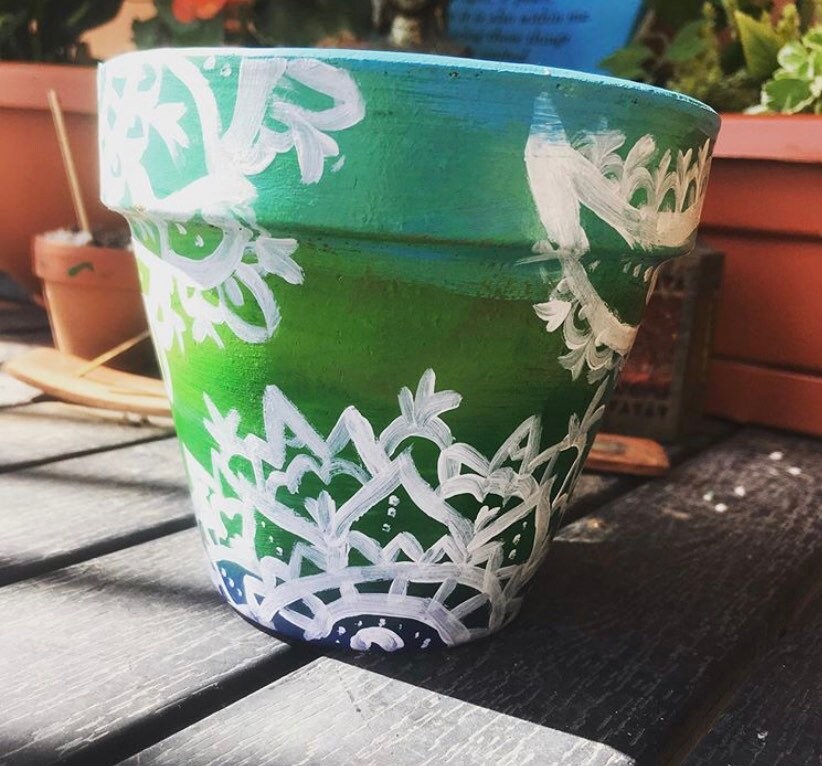 Acrylic Tropical Pearl inspired 13cm flower pot. Art & Collectibles ...