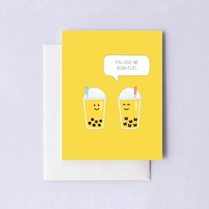 You Give Me Boba-flies, Cute Bubble Tea, Valentine's Day, Just Because Card - Etsy