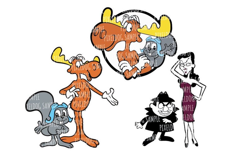 Rocky & Bullwinkle Set EPS SVG PDF Print and Cut File - Etsy