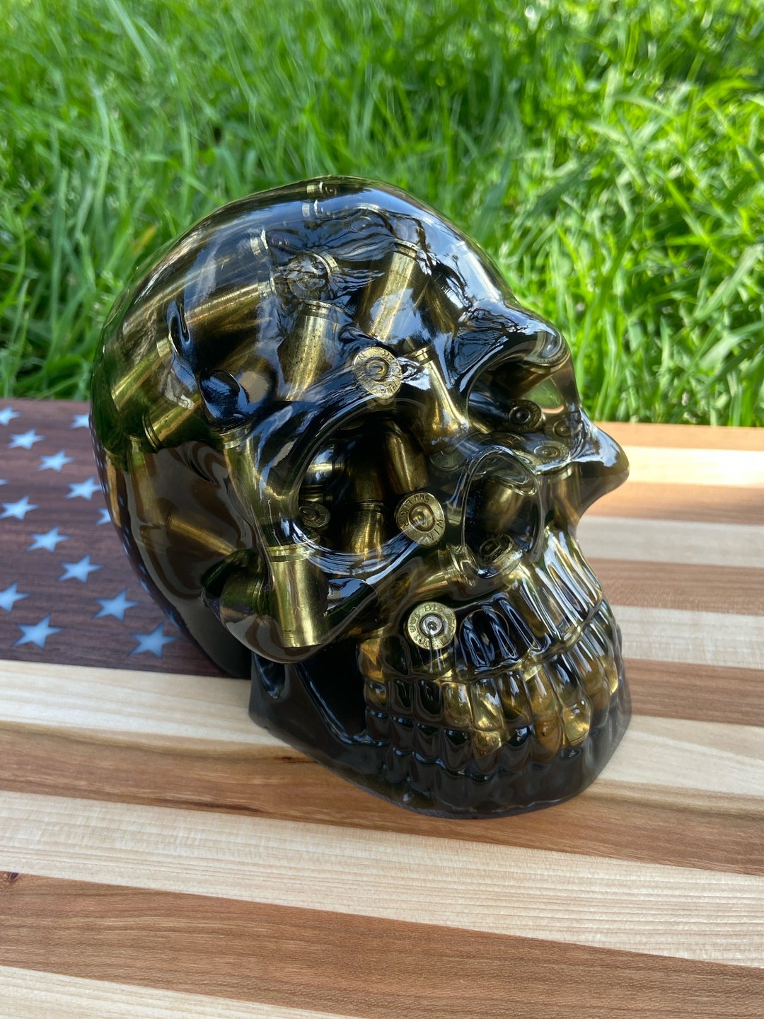 Large Epoxy Resin Bullet Skull | Gift for Him | Skull Decoration | Desk ...