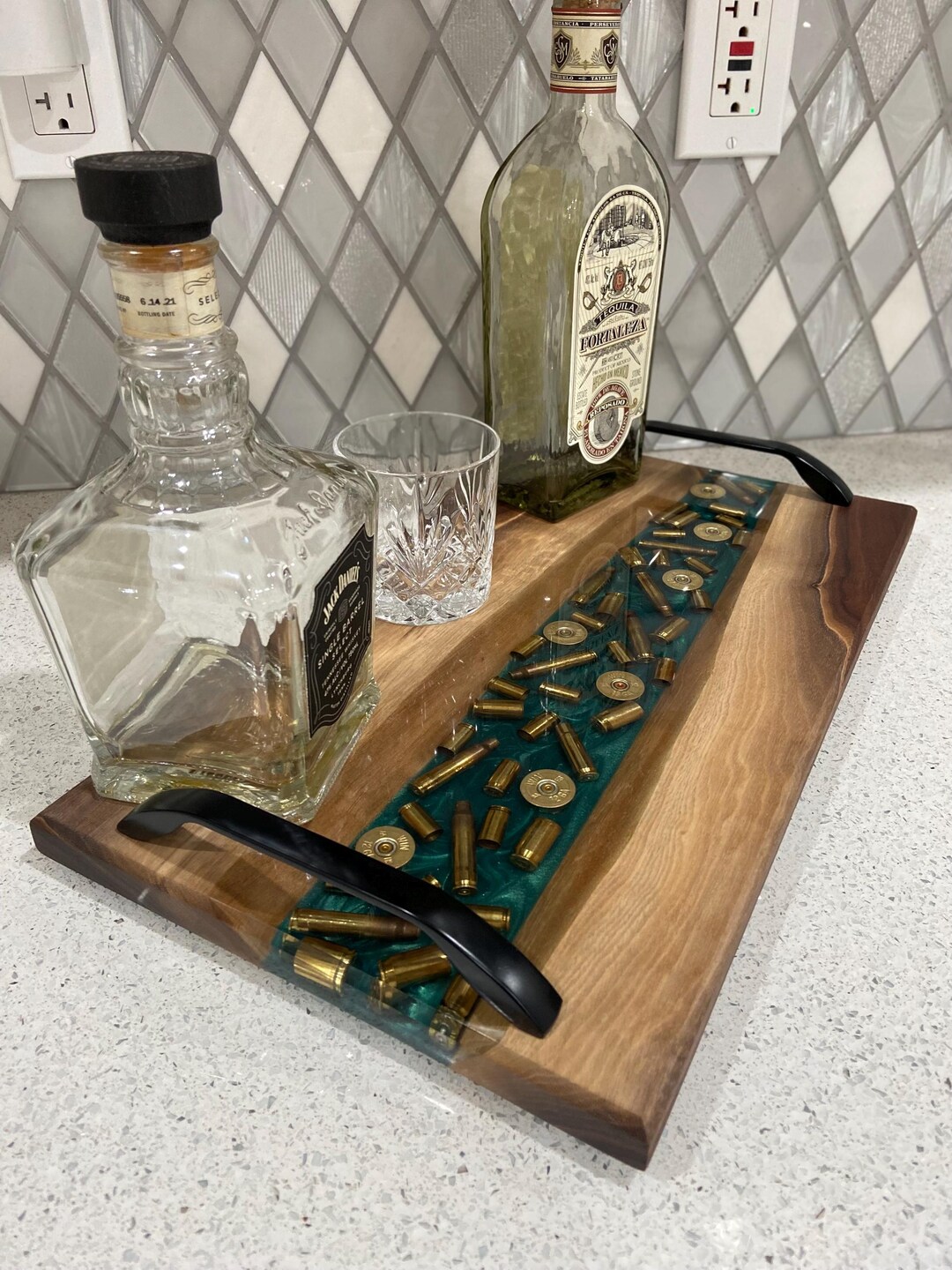 Walnut Live Edge Ammo Casings Serving Board | Charcuterie Board ...