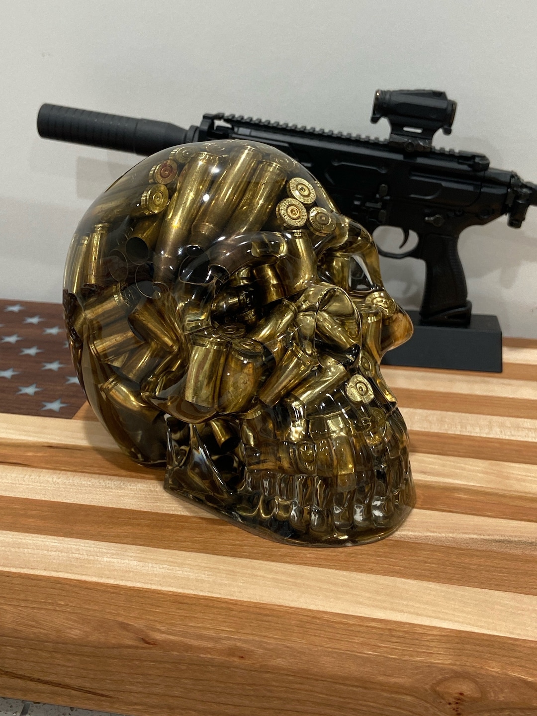 Large Epoxy Resin Bullet Skull | Gift for Him | Skull Decoration | Desk ...