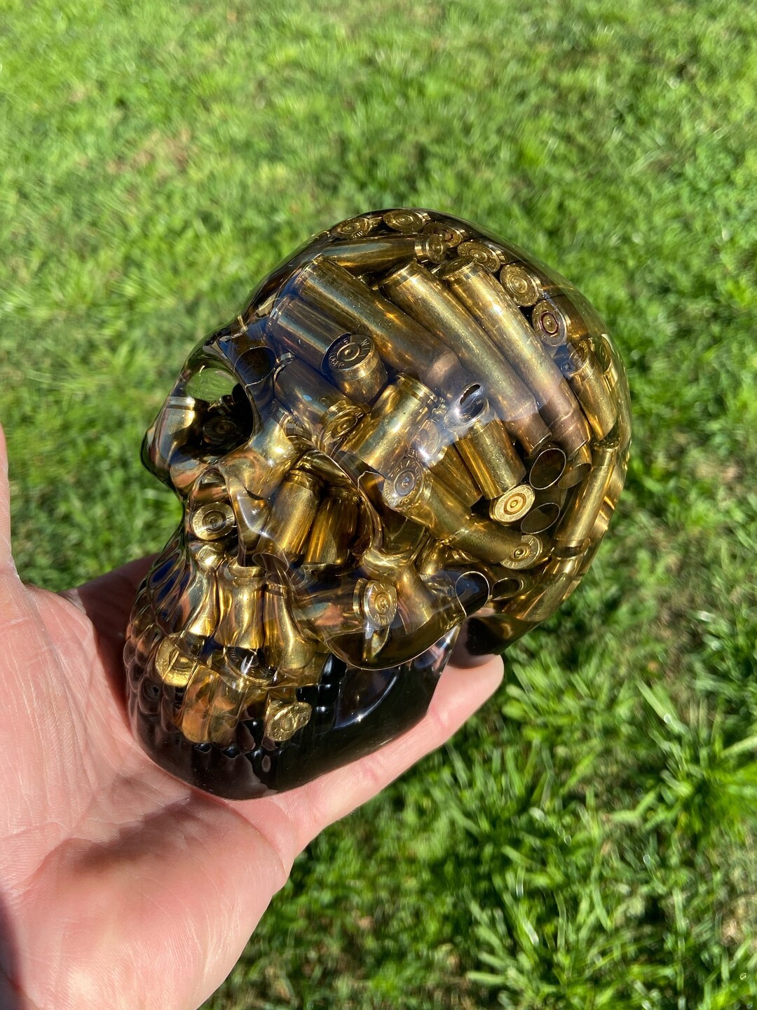 Large Epoxy Resin Bullet Skull Gift for Him Skull Decoration Desk Decor ...