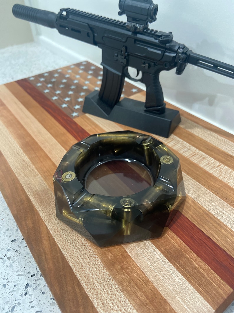 Epoxy Ashtray With Bullet Casings | Handmade Octagon Decor - Etsy