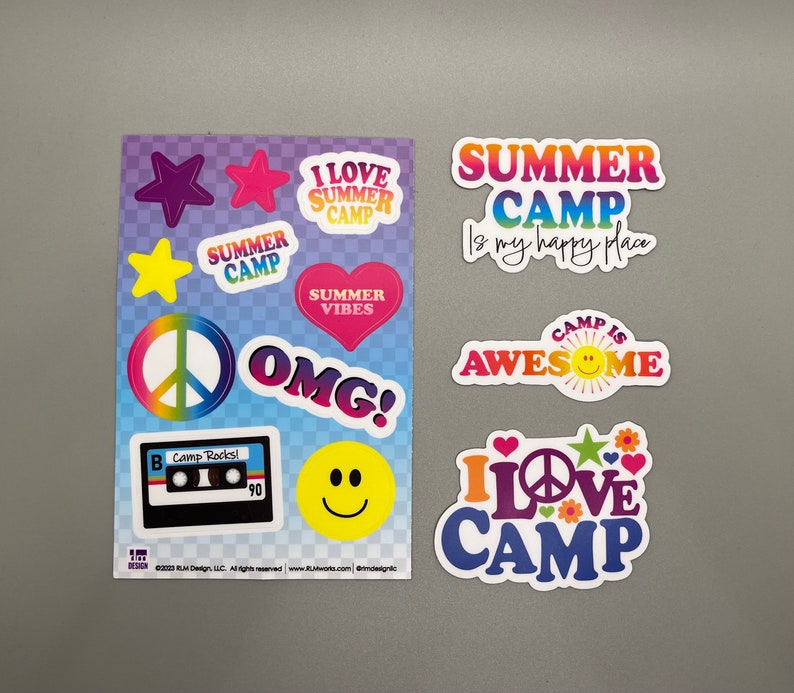 Summer Camp Water Bottle Stickers - Original Artwork by RLM Design ...