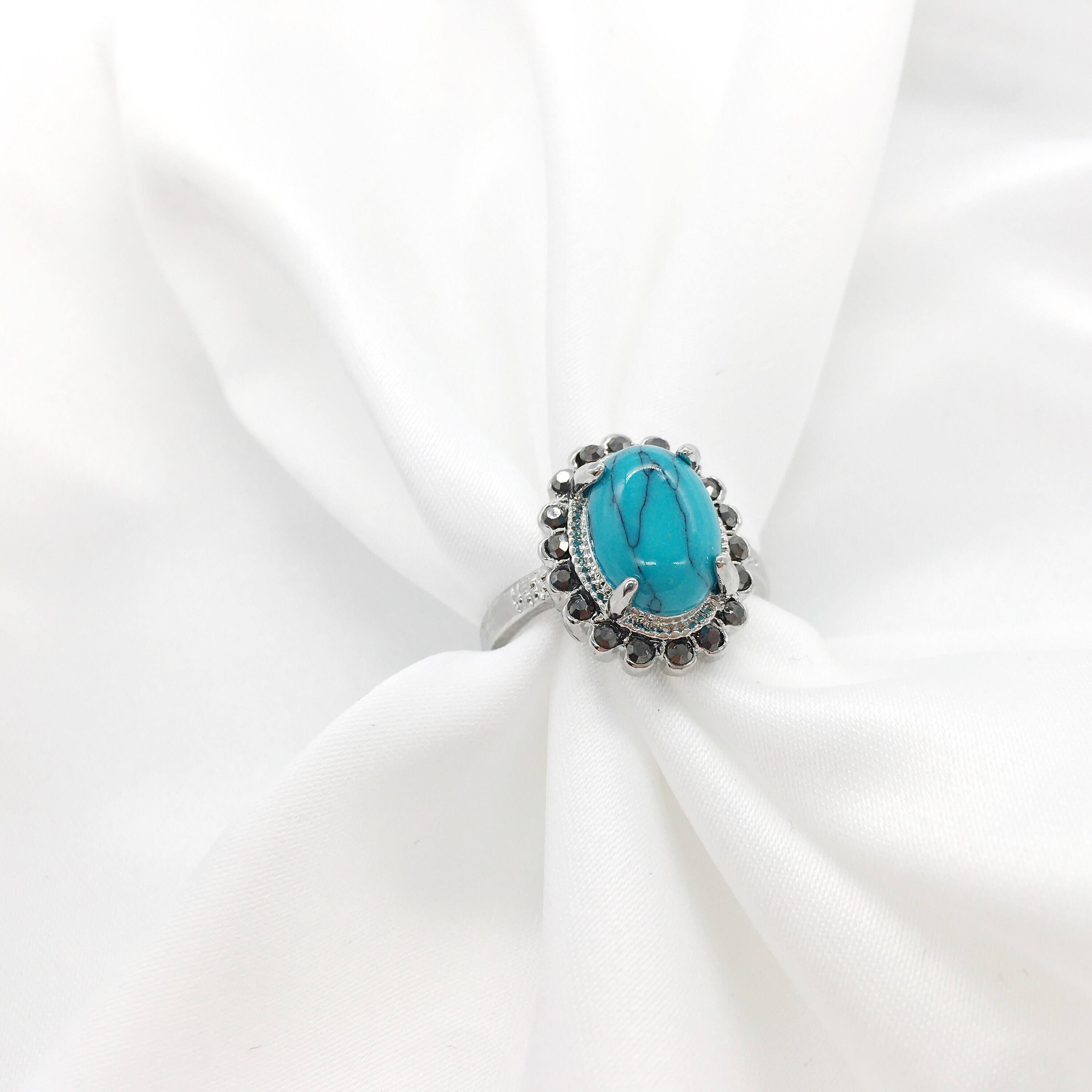 White Gold Plated Turquoise Ring Gemstone Ring - Etsy
