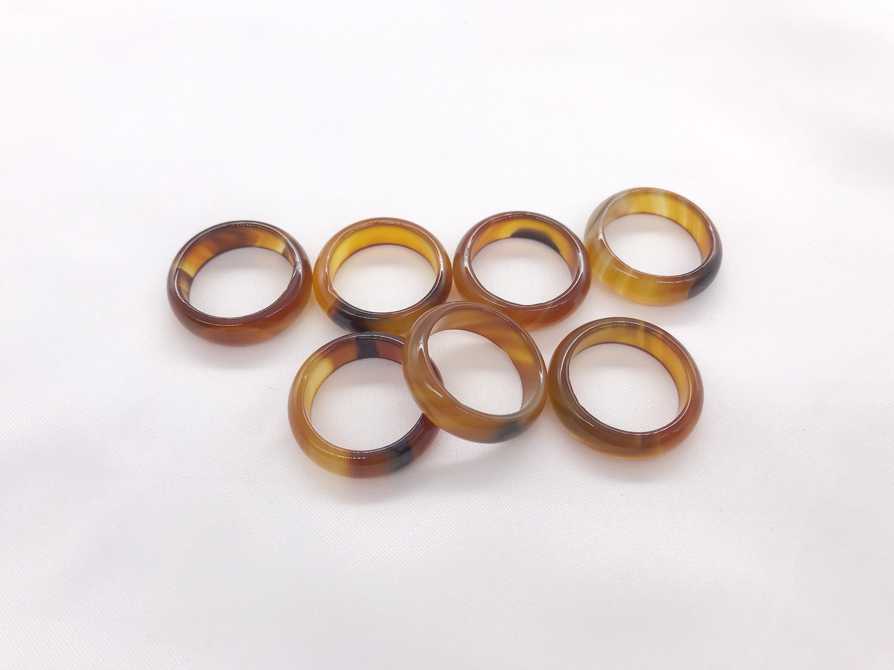 6mm Genuine Brown agate solid band ring Gemstone Agate Ring | Etsy