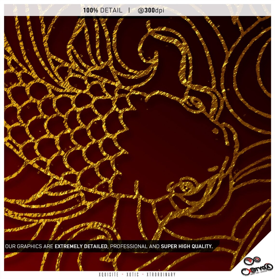 Gold Foil KOI FISH Art 004 8 ULTRA Hires Digital Papers - Etsy