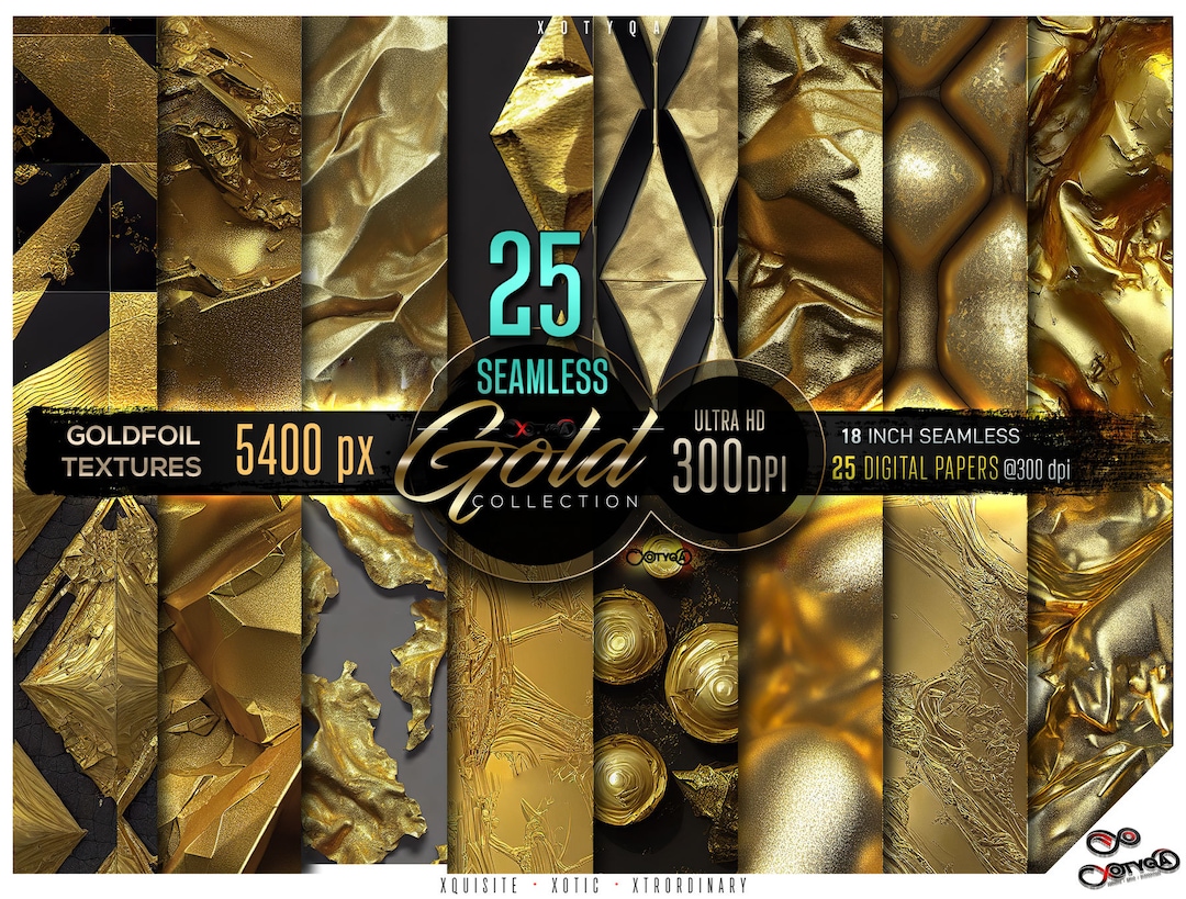 25 Seamless Damaged Gold Patterns, ULTRA Hi-res Digital Papers 5400px ...
