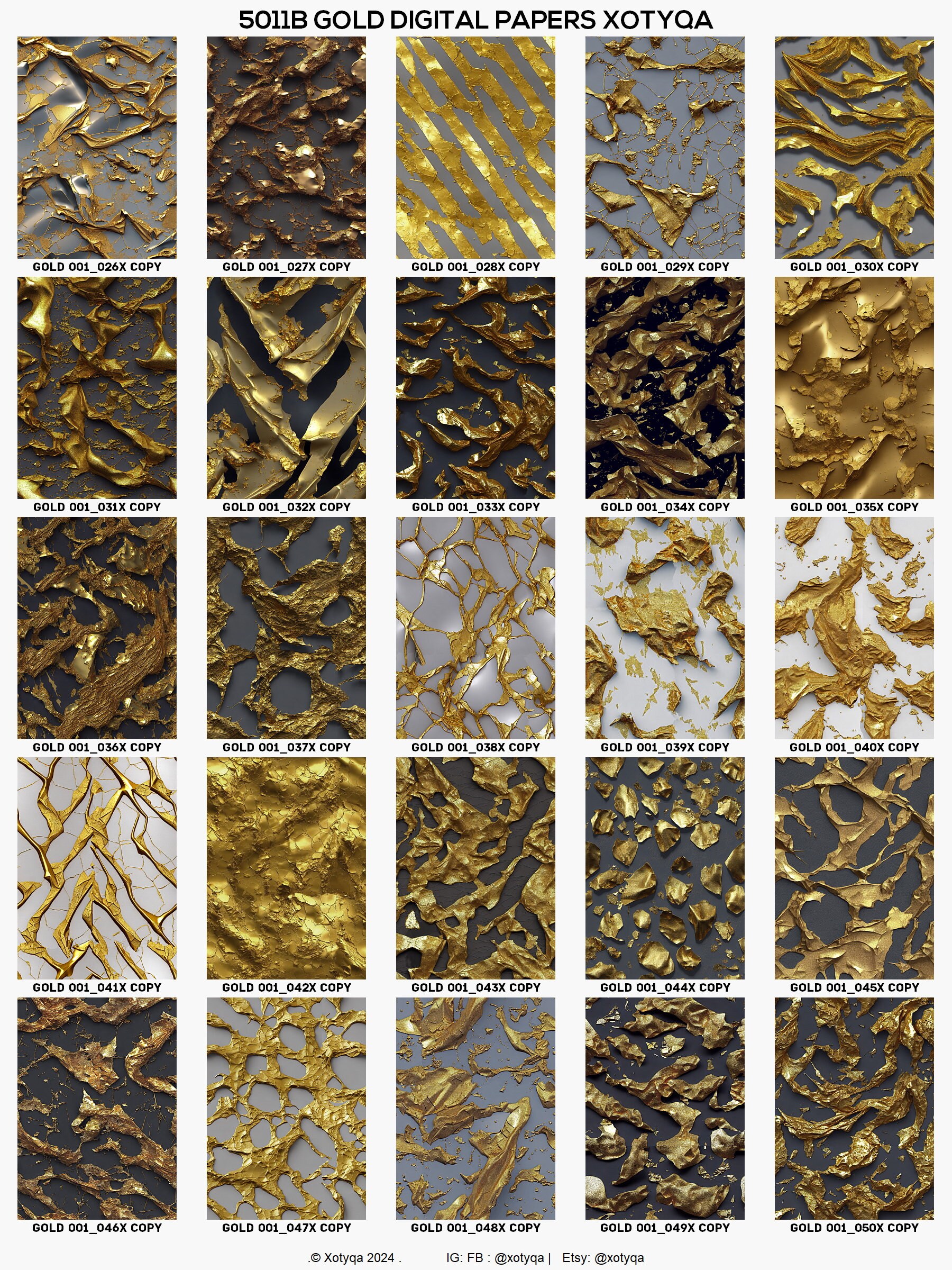 25 Seamless Gold Patterns, ULTRA Hi-res Digital Papers 5400px @300dpi ...