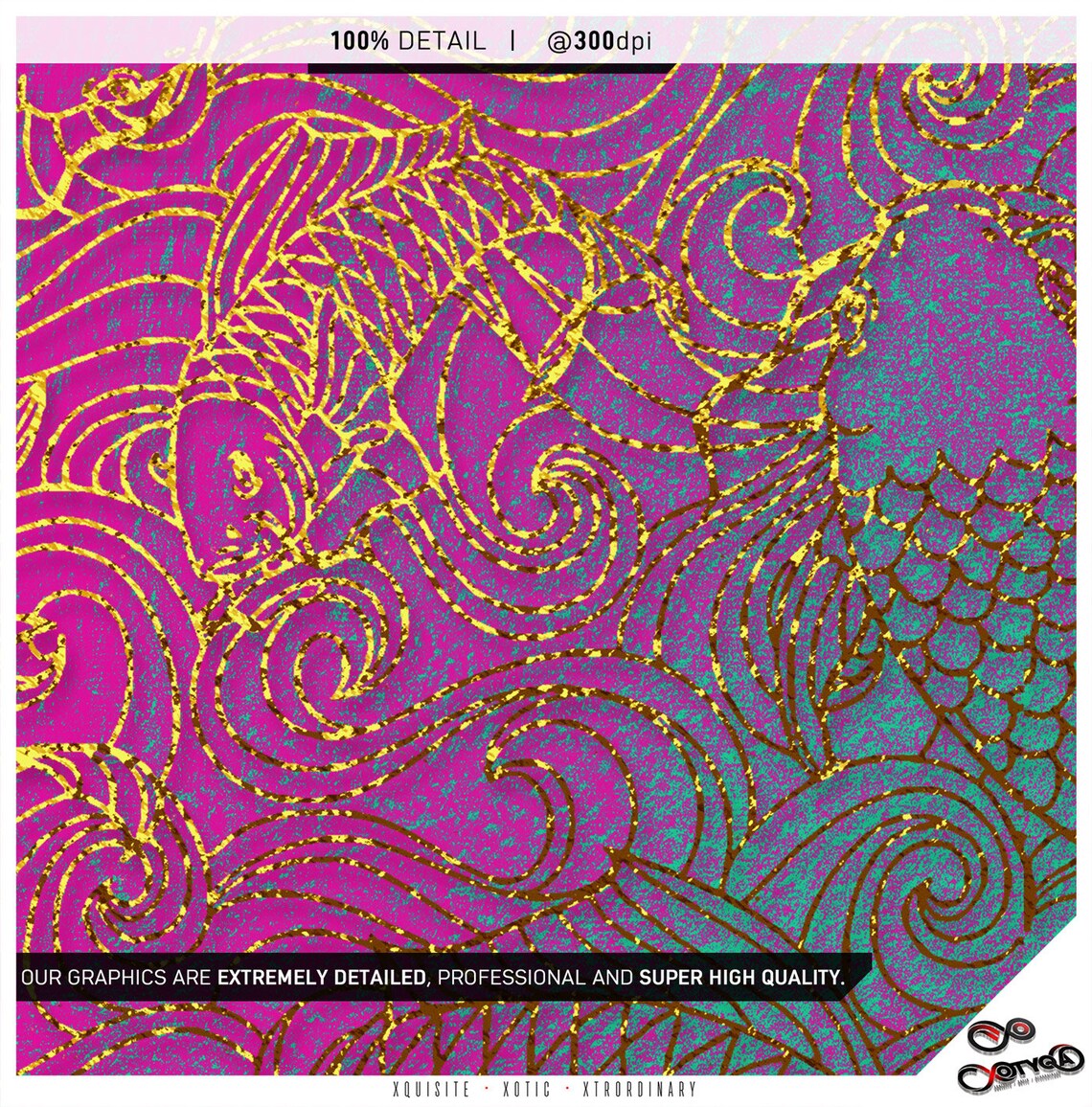 Gold Foil KOI FISH Art 004 8 ULTRA Hires Digital Papers - Etsy