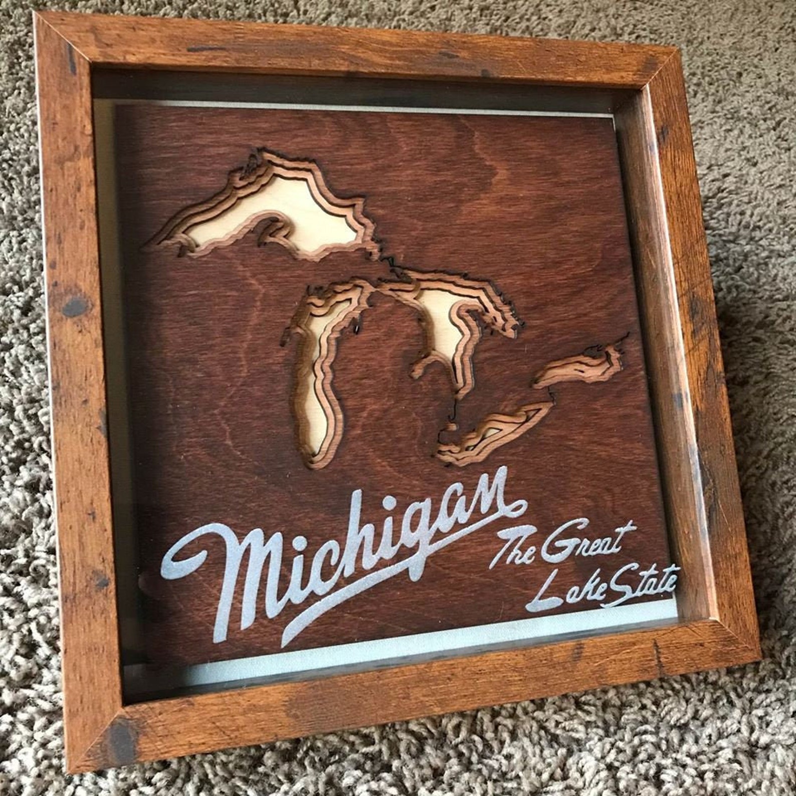 Custom laser and hand made Michigan 3D multi layer state map | Etsy