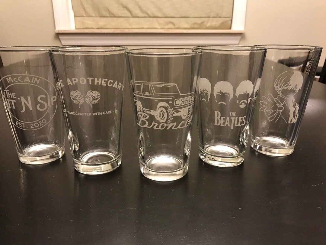 Custom Pint Glass Laser Engraved Personalized With Your Corporate Logo ...