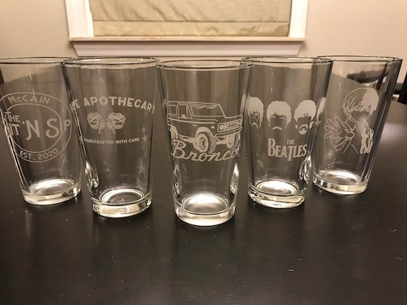 Custom Pint Glass Laser Engraved Personalized With Your | Etsy