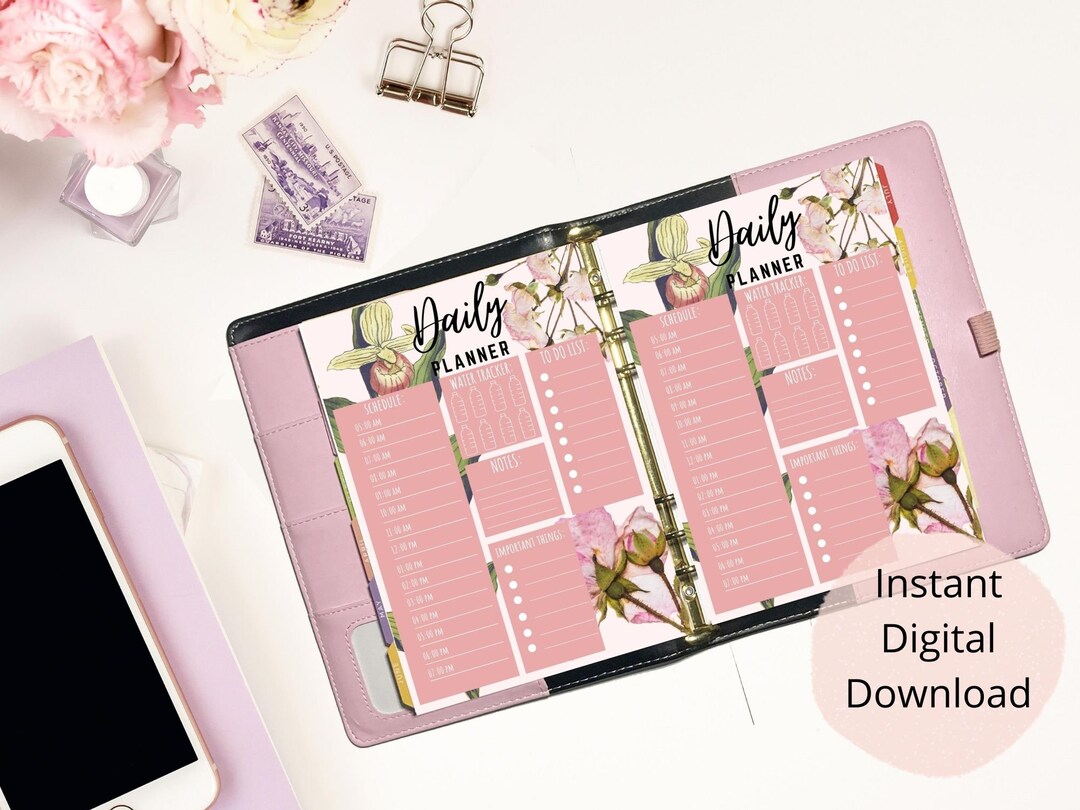 Pink Printable Planner Daily Planner Digital Download A4 - Etsy