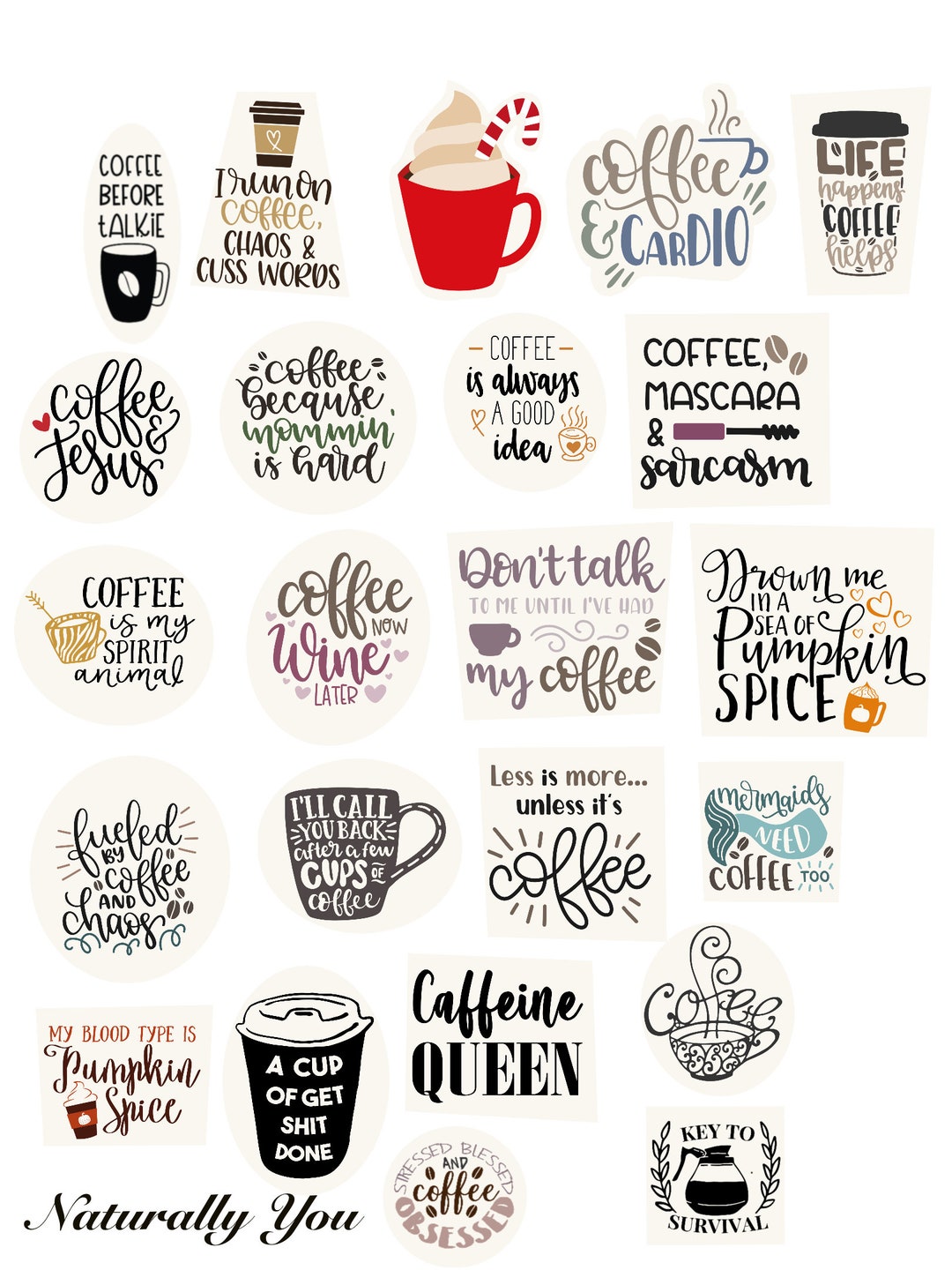 Coffee Digital 23 Sticker Page - Etsy