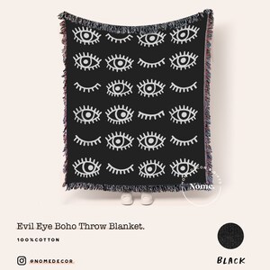 Large Woven Throw Blanket - Evil Eye Throw Blanket - Bohemian Artisan ...