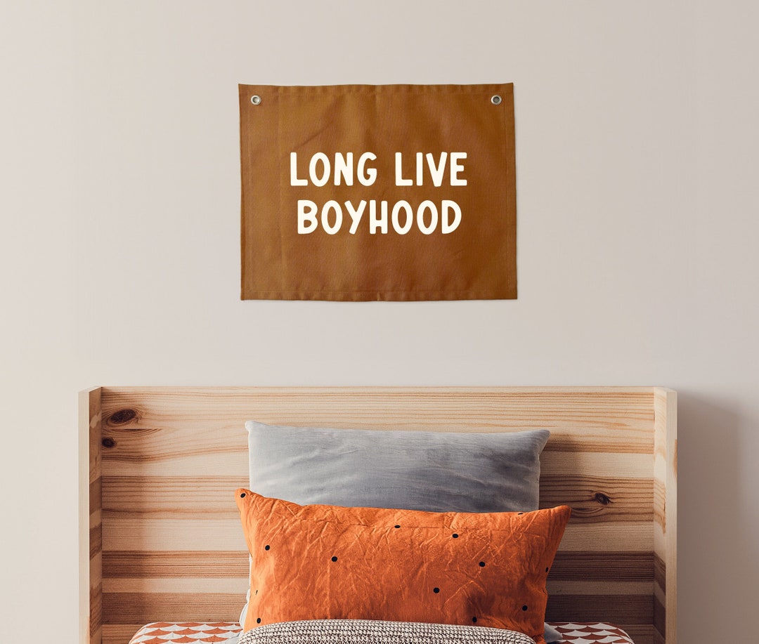 Long Live Boyhood Banner Boys' Nursery Wall Hanging Large Pennant Sign ...
