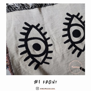 Large Woven Throw Blanket - Evil Eye Throw Blanket - Bohemian Artisan ...