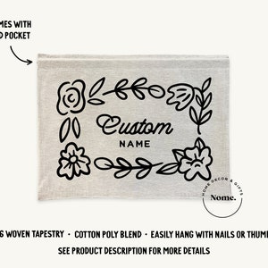 Floral Personalized Name Tapestry, Woven Wall Hanging for Nursery, Kids ...