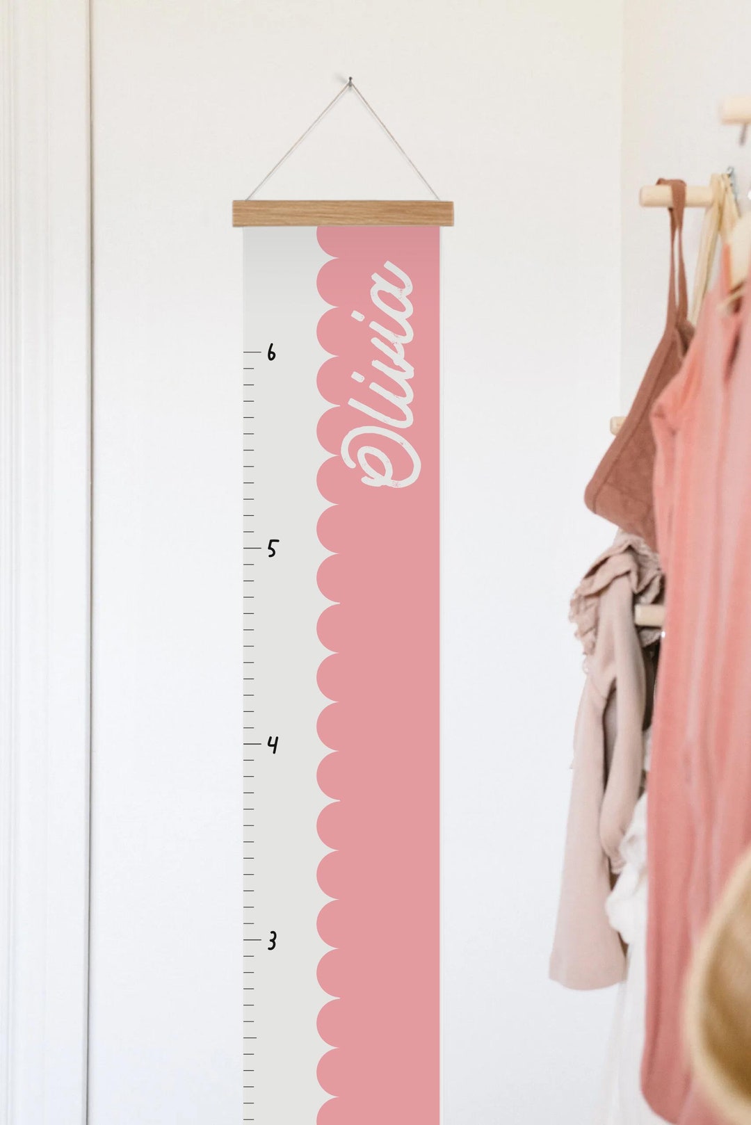 Personalized Canvas Height Chart, Growth Chart for Toddler, Scallop ...