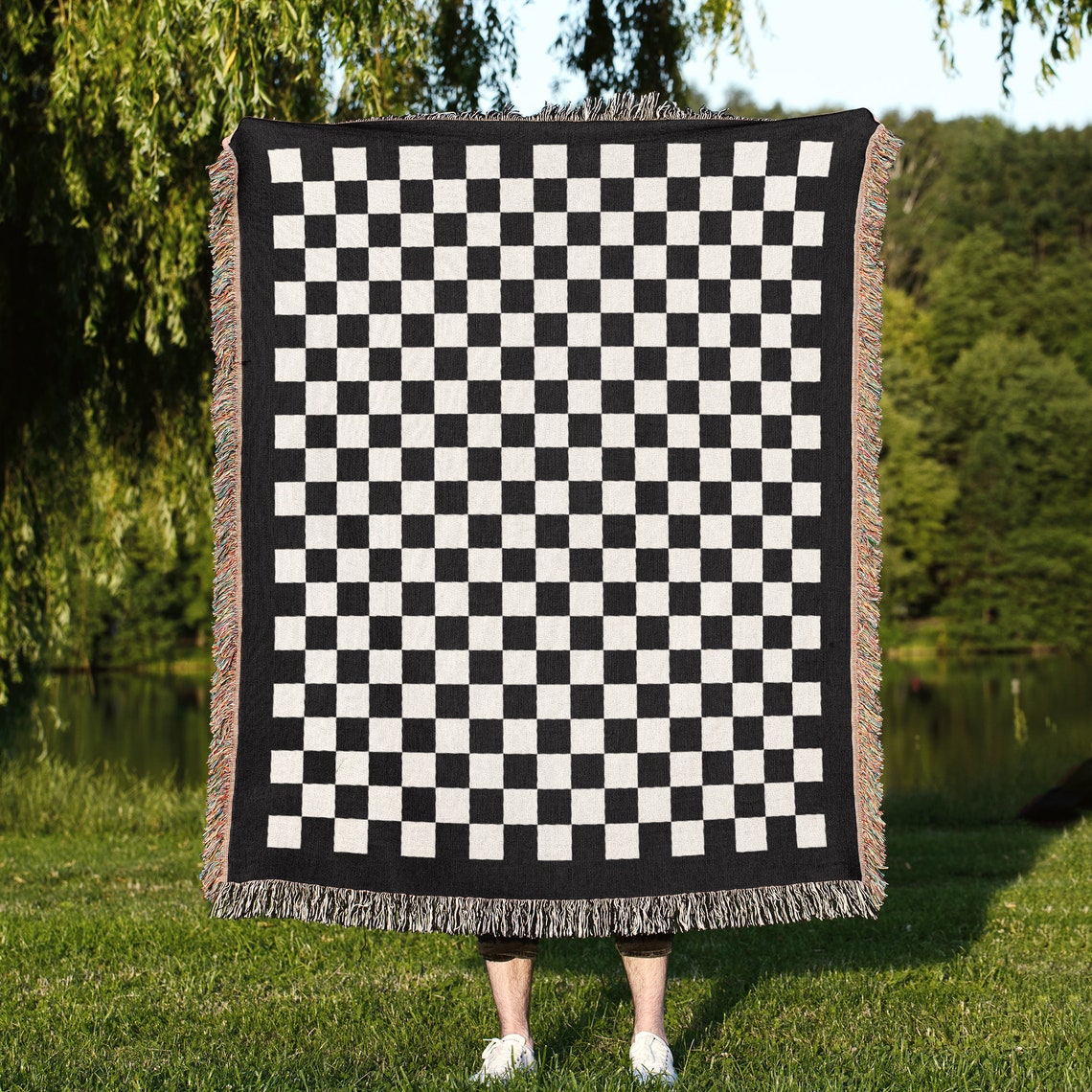 Checkered Print Cotton Woven Blanket Minimal Home Decor - Etsy
