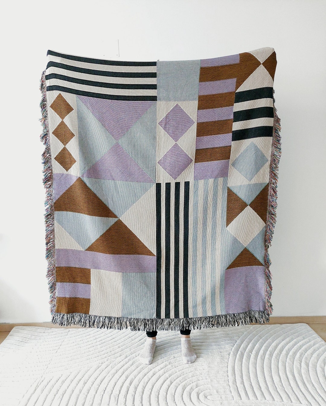 Geometric Minimalist Throw Blanket - Colorful Home Decor - Modern Art ...