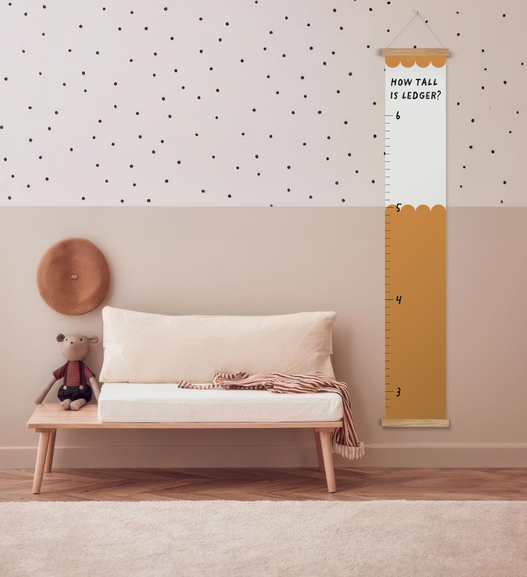 Personalized Canvas Height Chart, Growth Chart for Toddler, Scallop ...
