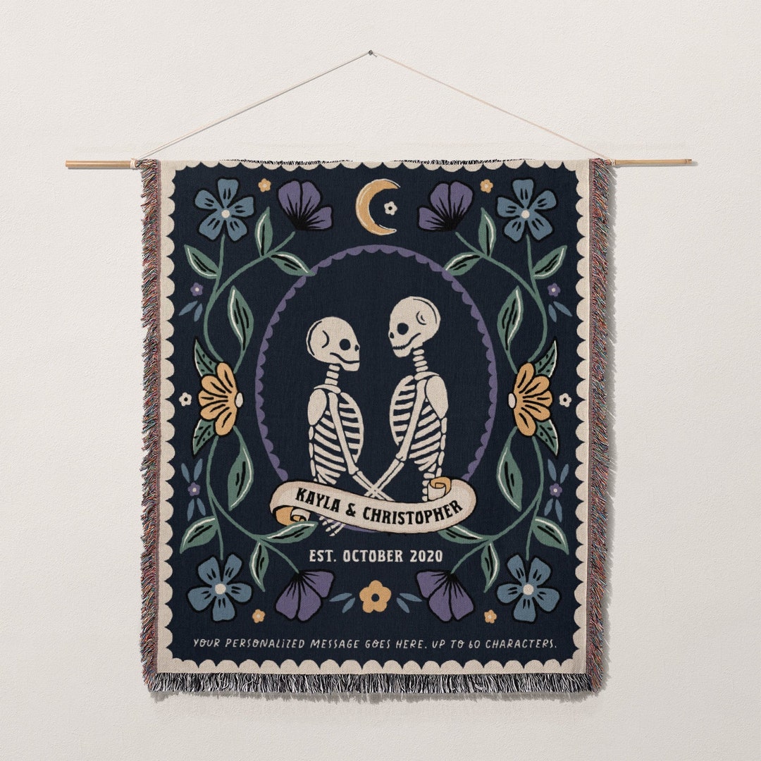 Personalized Skeleton Couple Woven Throw Halloween Wedding - Etsy